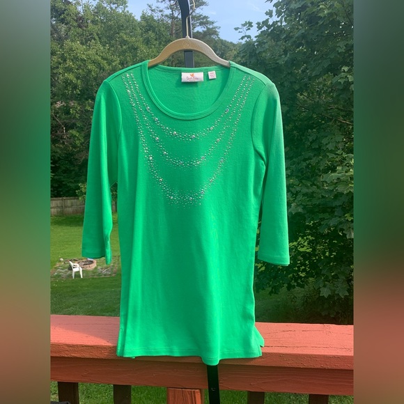 Quacker Factory | Tops | Quacker Factory Sparkle Necklace 34 Sleeve ...